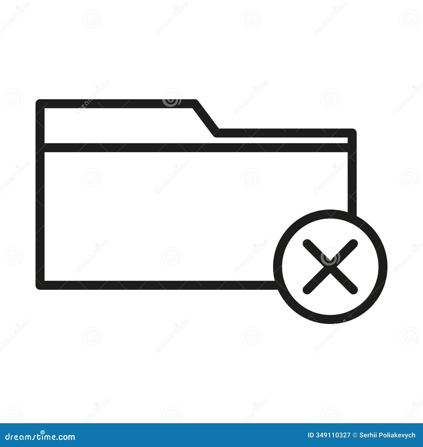 Folder with Cross Icon. Closed Folder Symbol. Minimalist Error or ...
