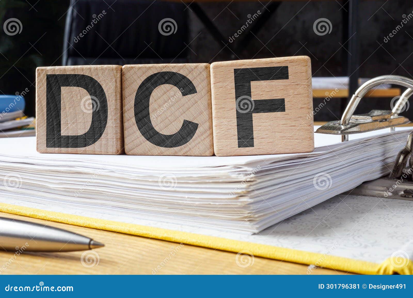 Folder and Cubes with Letters DCF Discounted Cash Flow. Stock Image ...