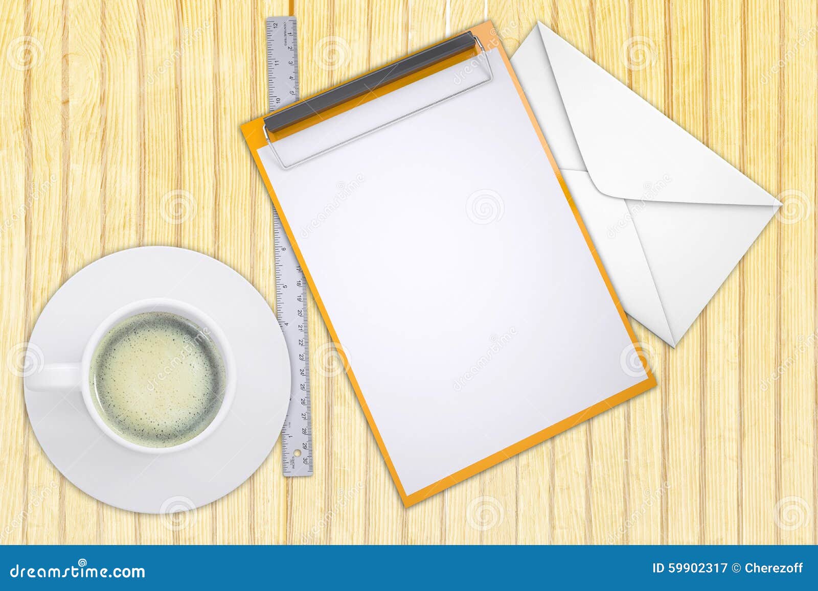Folder with Cup of Coffee and Envelope Stock Image - Image of paper ...