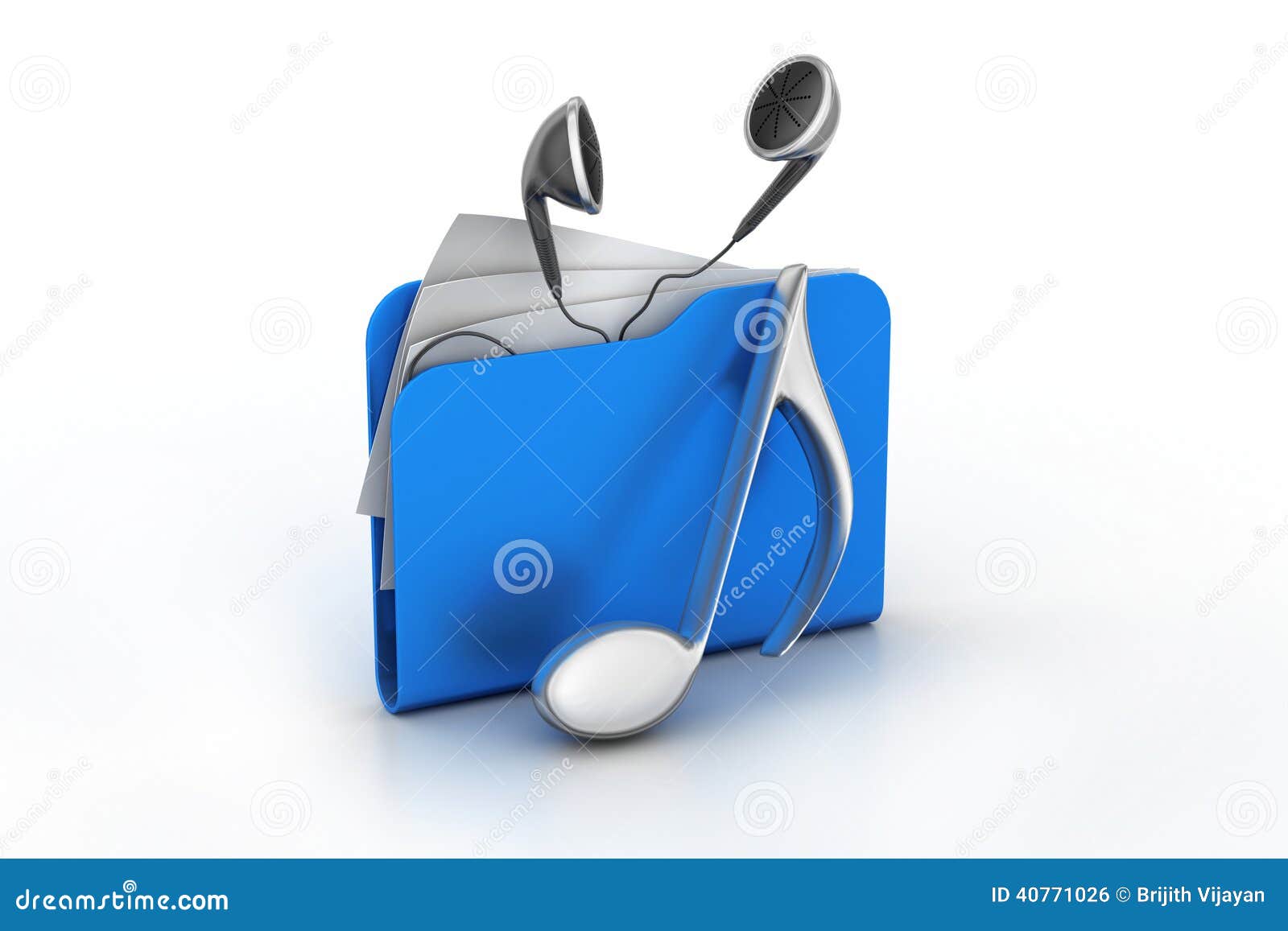 Folder 3d Icon with Musical Notes Stock Illustration - Illustration of ...