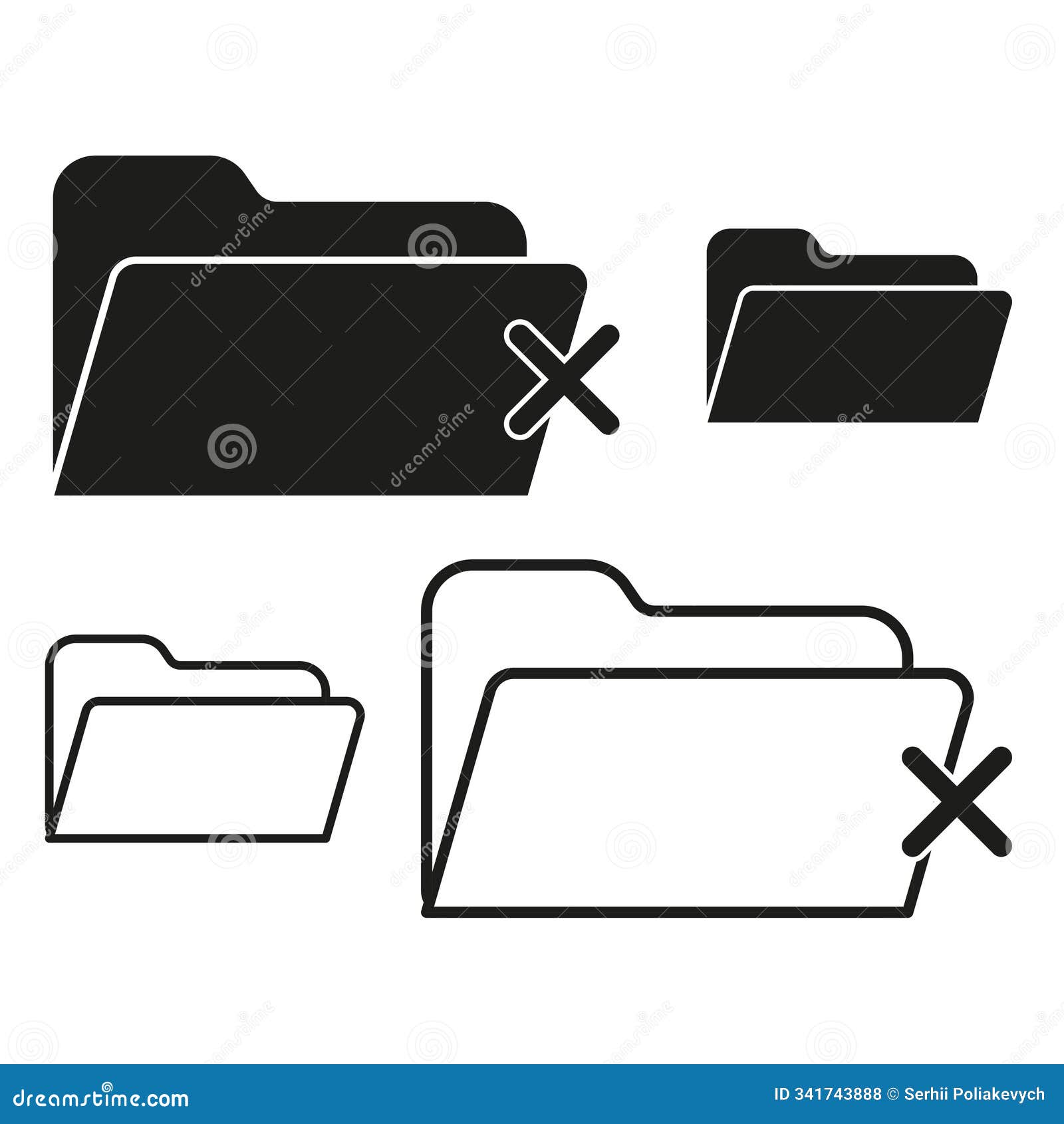 Folder Delete Icon. File Removal Symbol. Document Vector Icon. Black ...