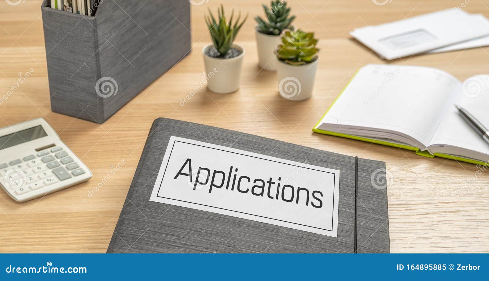 A Folder on a Desk with the Label Applications Stock Image - Image of ...