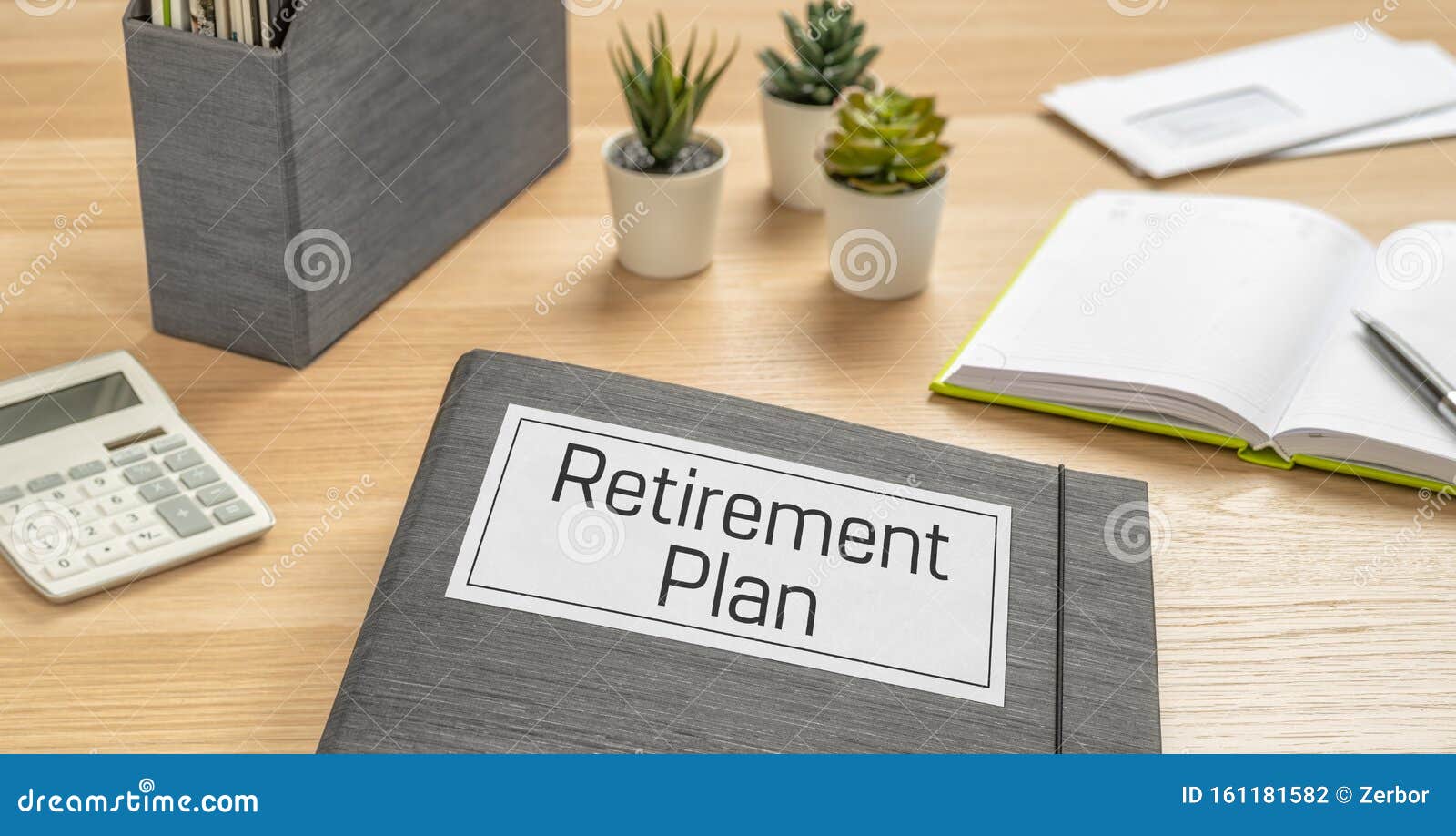 A Folder on a Desk with the Label Retirement Plan Stock Photo - Image ...