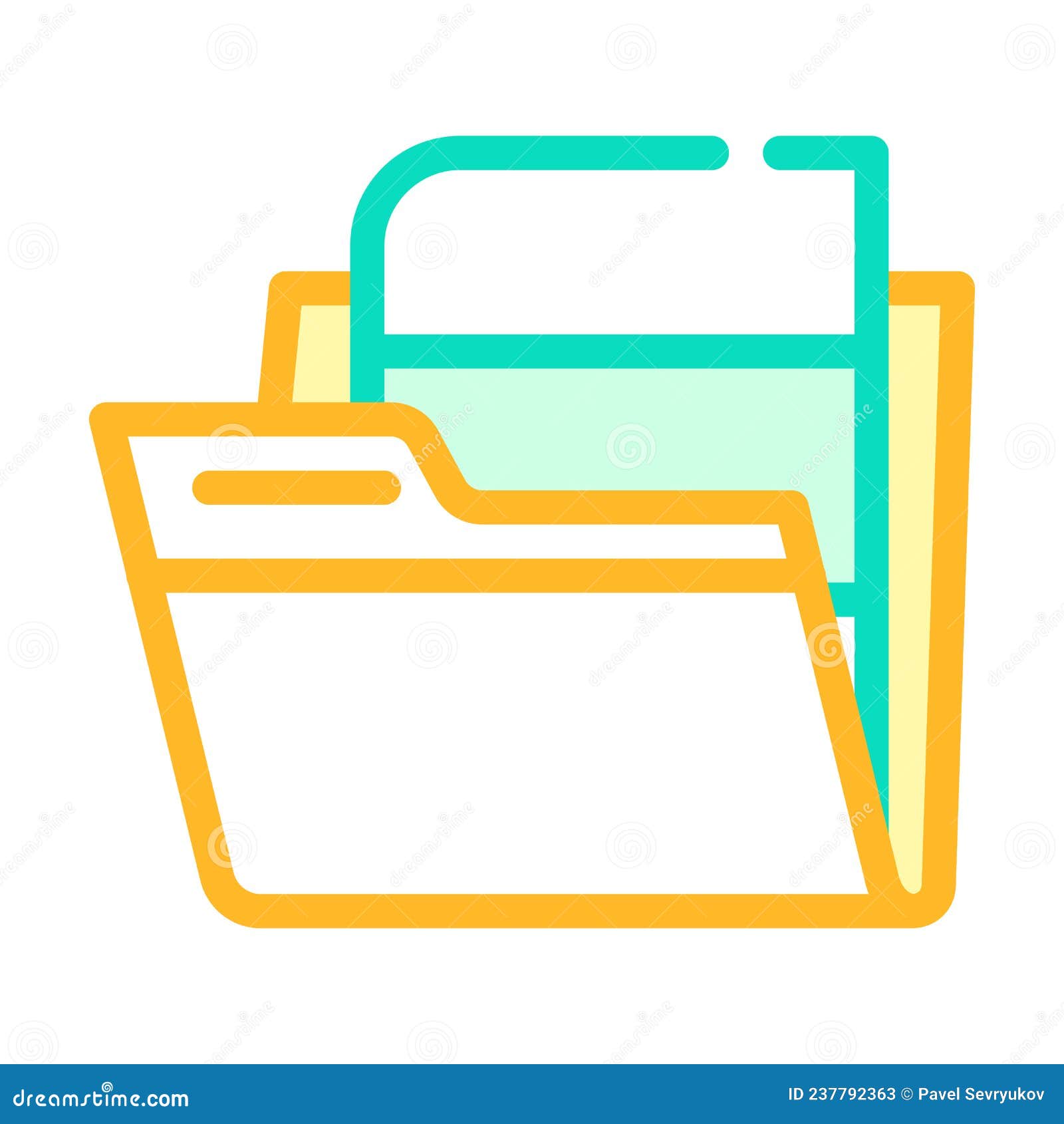 Folder with Digital File Color Icon Vector Illustration Stock Vector ...