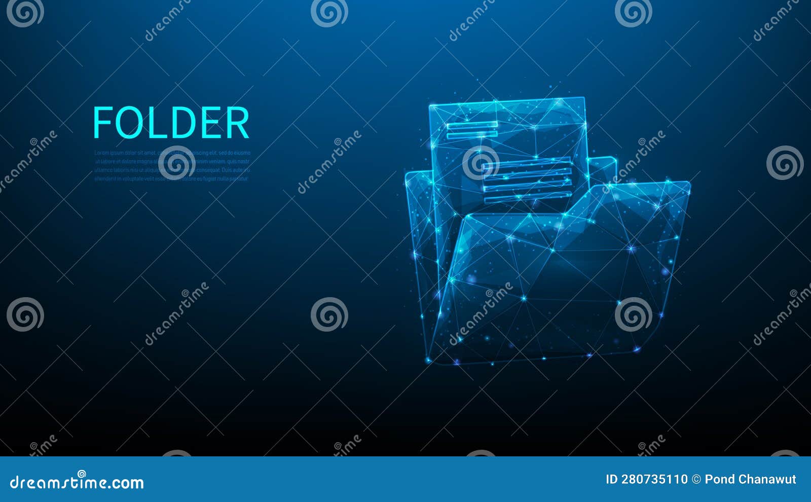 Folder Digital Technology Low Poly Wireframe. Open File Folder Document ...