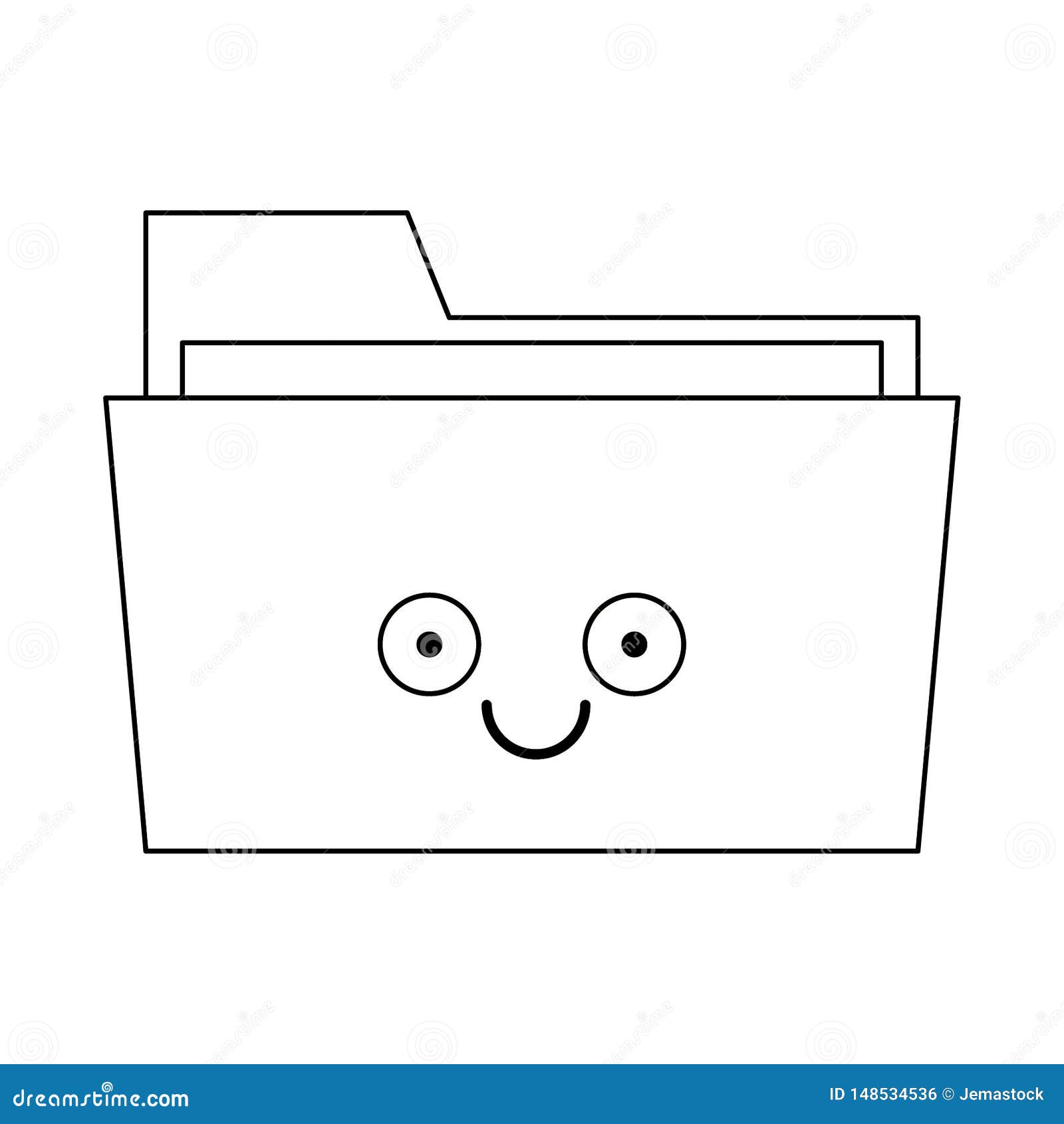 Folder Document Cute Cartoon in Black and White Stock Vector ...
