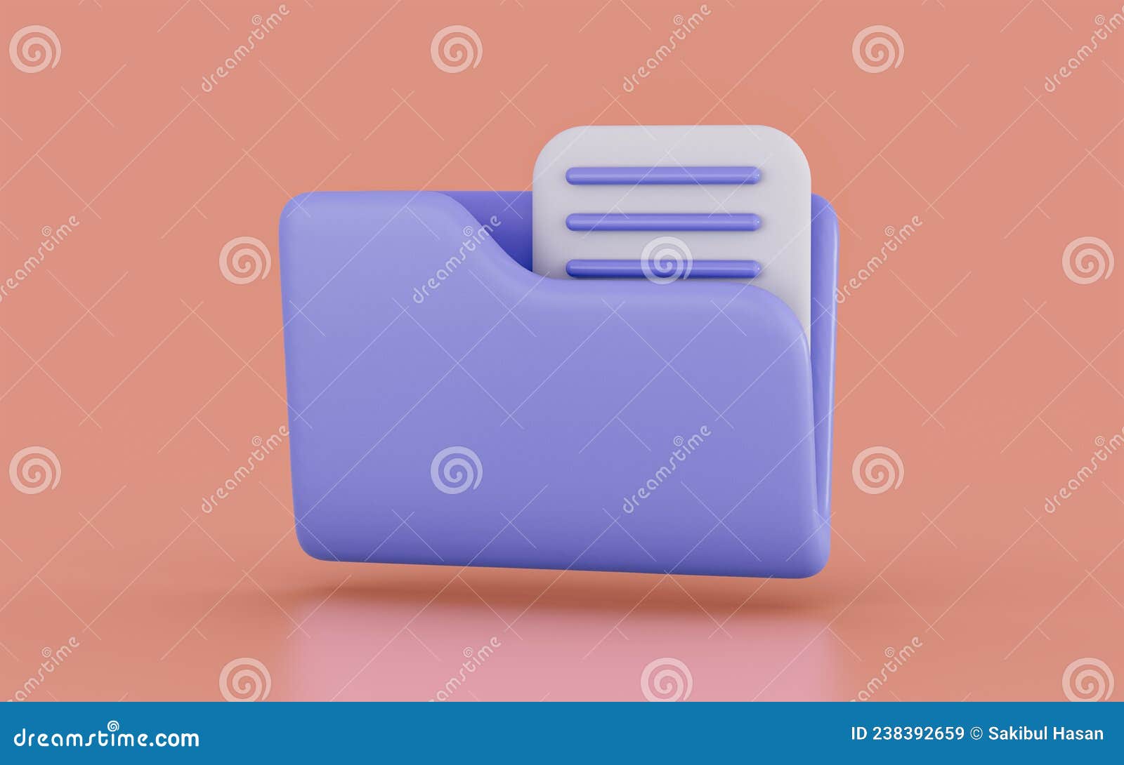 Folder With Document List Icon On Brown Background 3d Render Concept ...