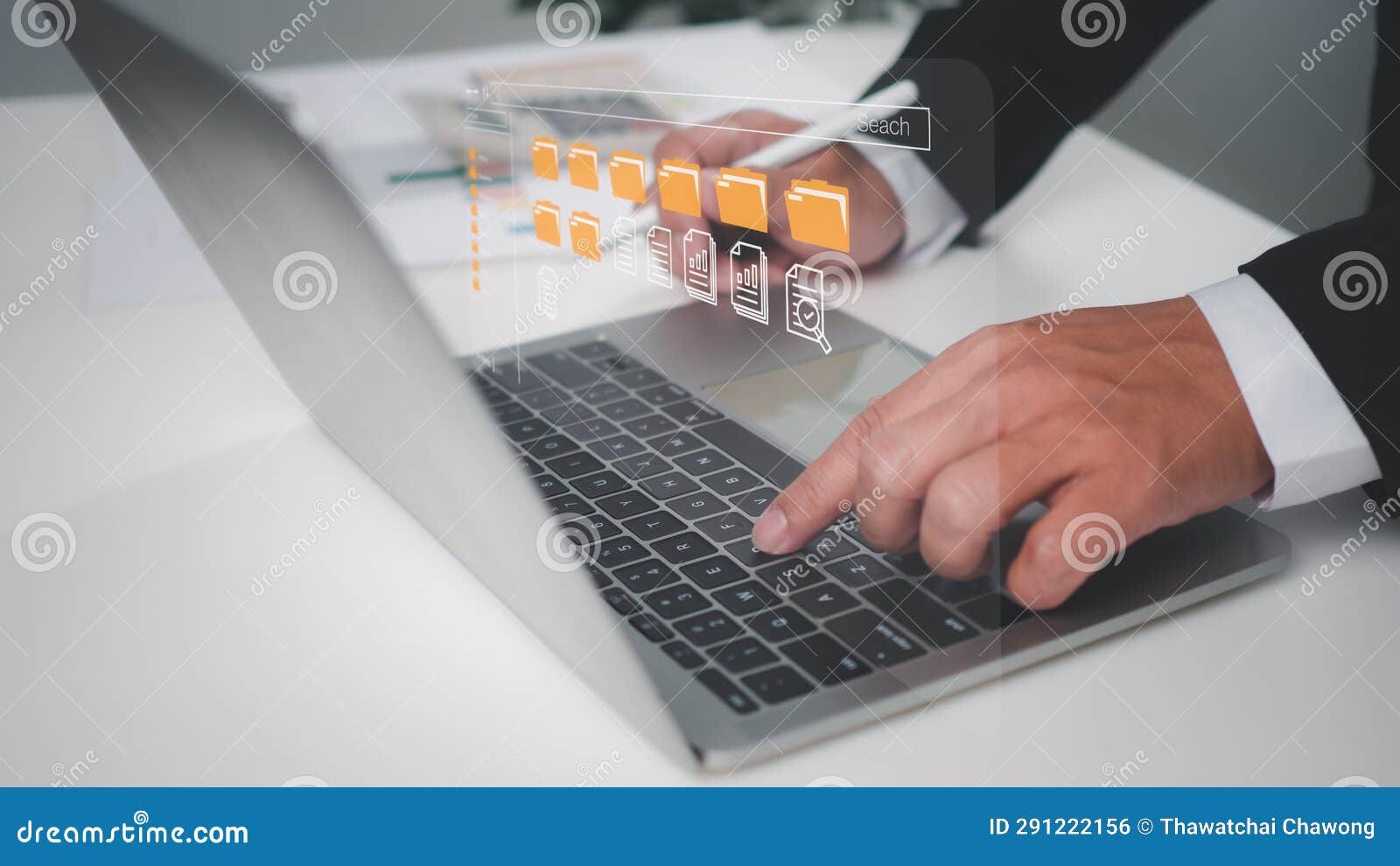 Folder Document Management System DMS Open File Folder with Flying ...