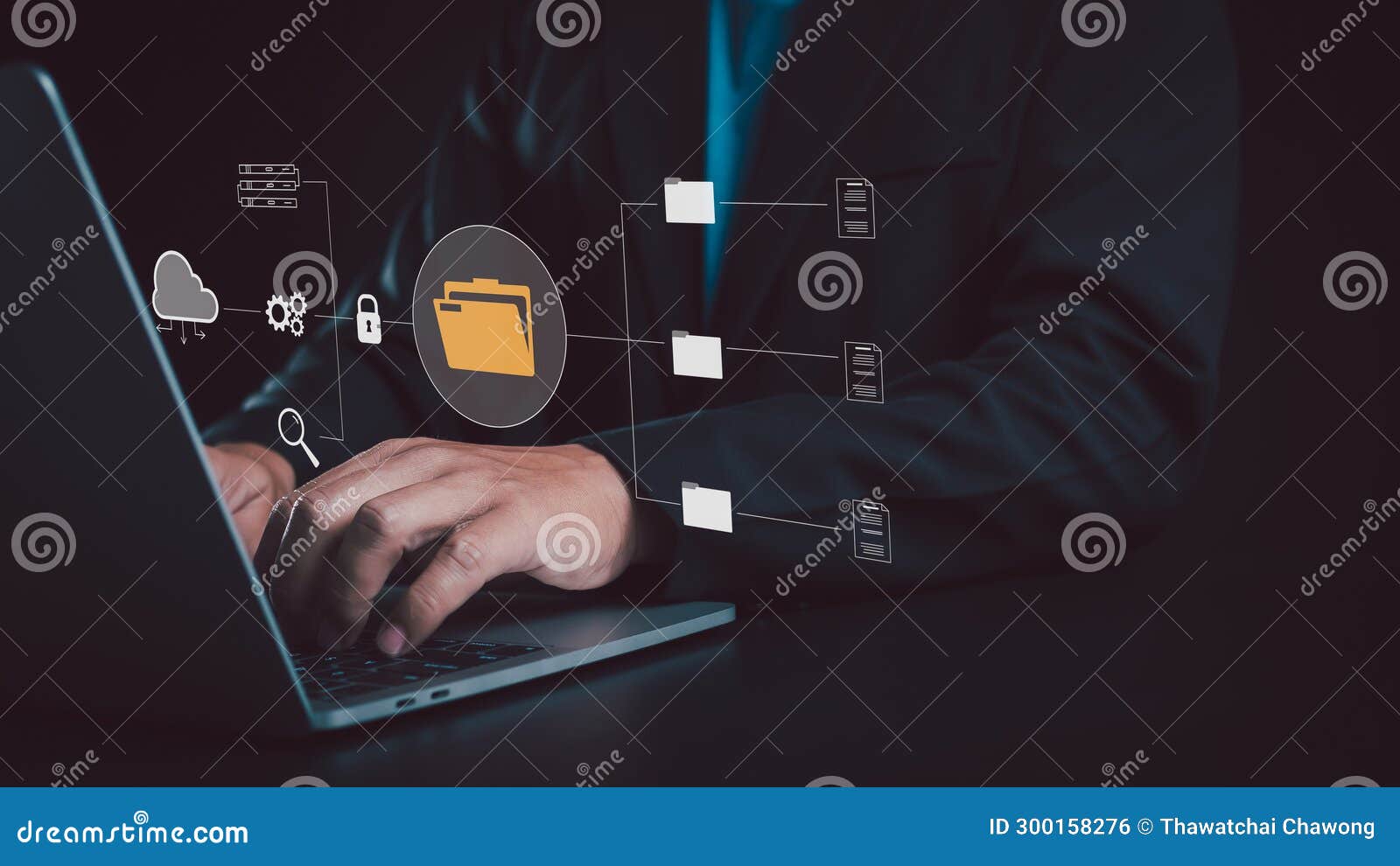 Folder Document Management System DMS Open File Folder with Flying ...