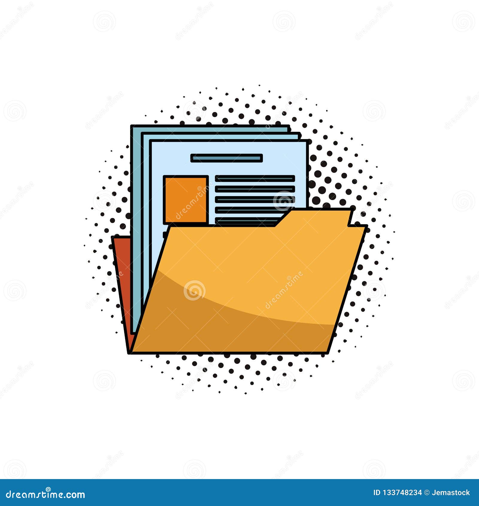 Folder with Document Symbol Pop Art Stock Vector - Illustration of sign ...