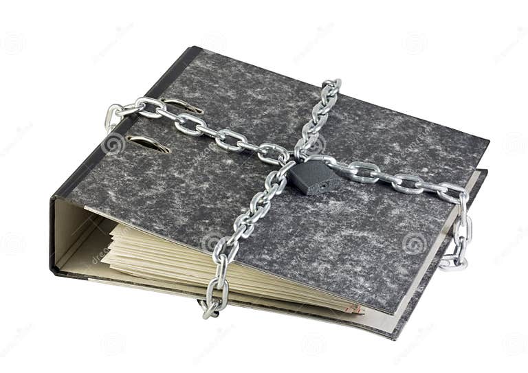 Folder with the Documents and the Chain Stock Photo - Image of archives ...