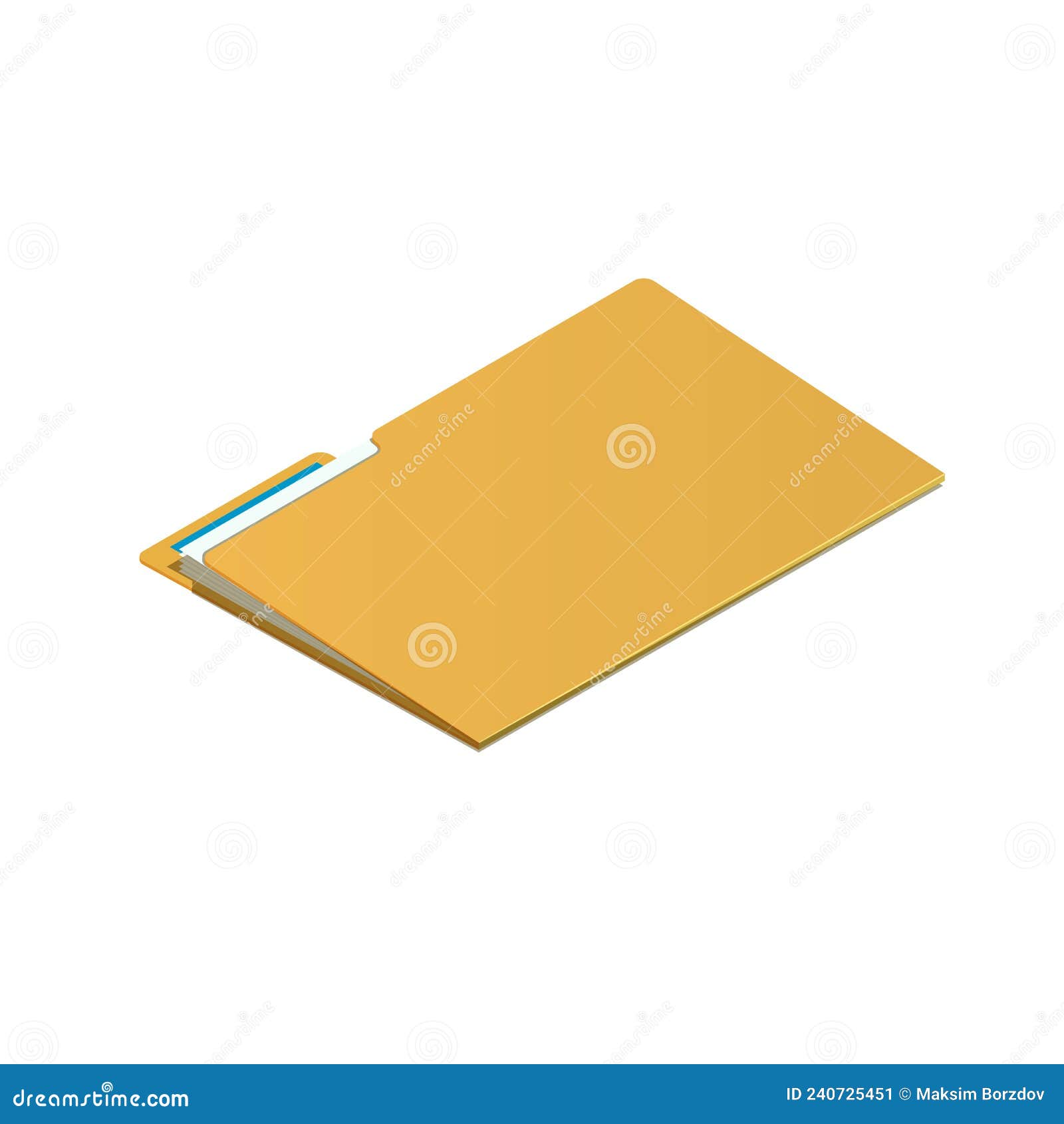 Folder with Documents Isometric Illustration. Paper Work Stock Vector ...