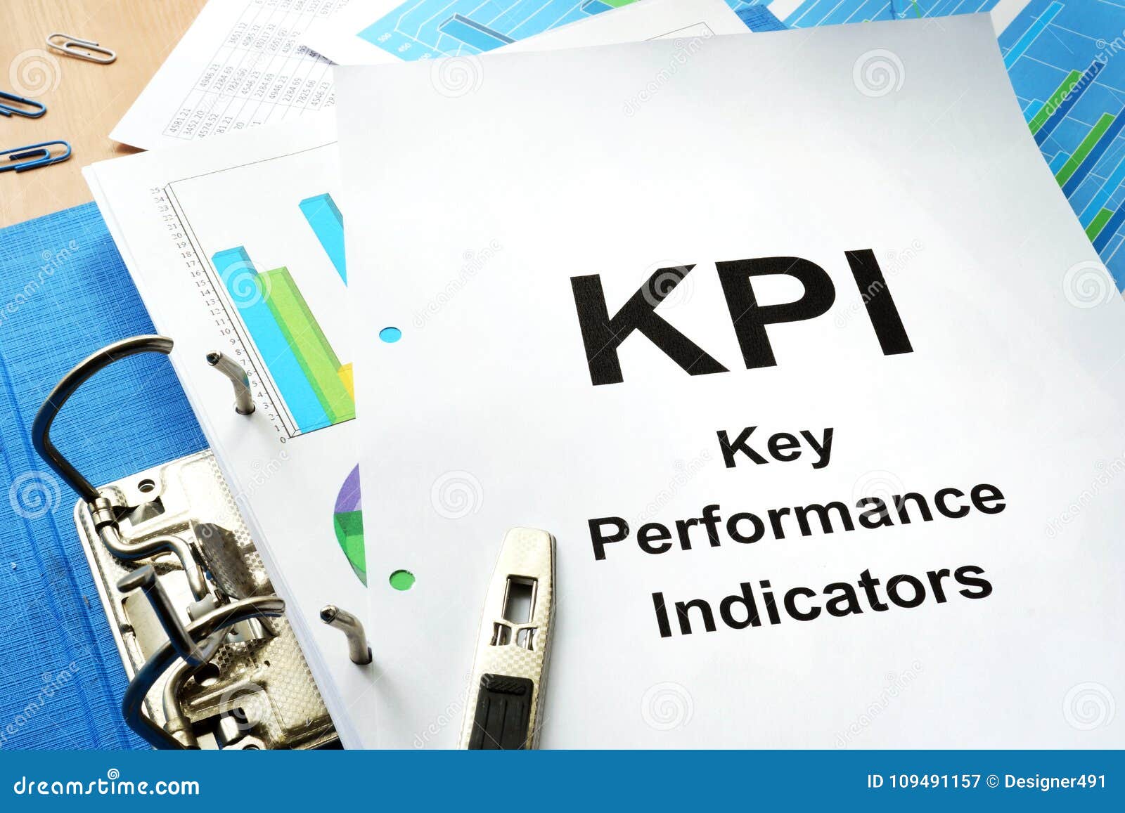 Folder and Documents with KPI - Key Performance Indicator. Stock Image ...