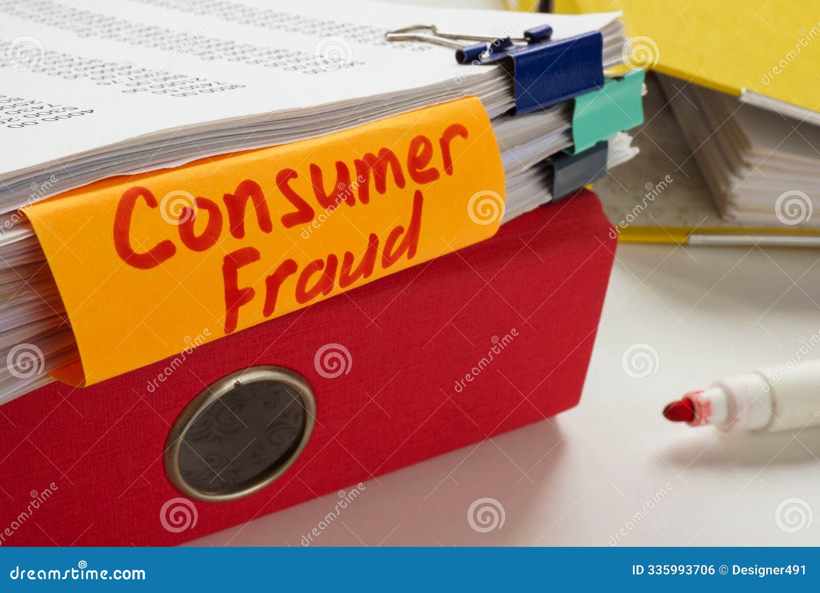 Folder with Documents and the Label Consumer Fraud. Stock Photo - Image ...