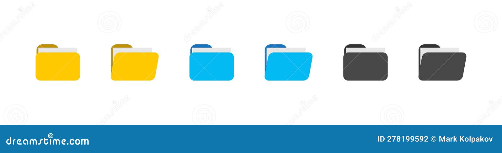 Set Of Documents In An Open Folder. Icons For Mobile Applications, The ...