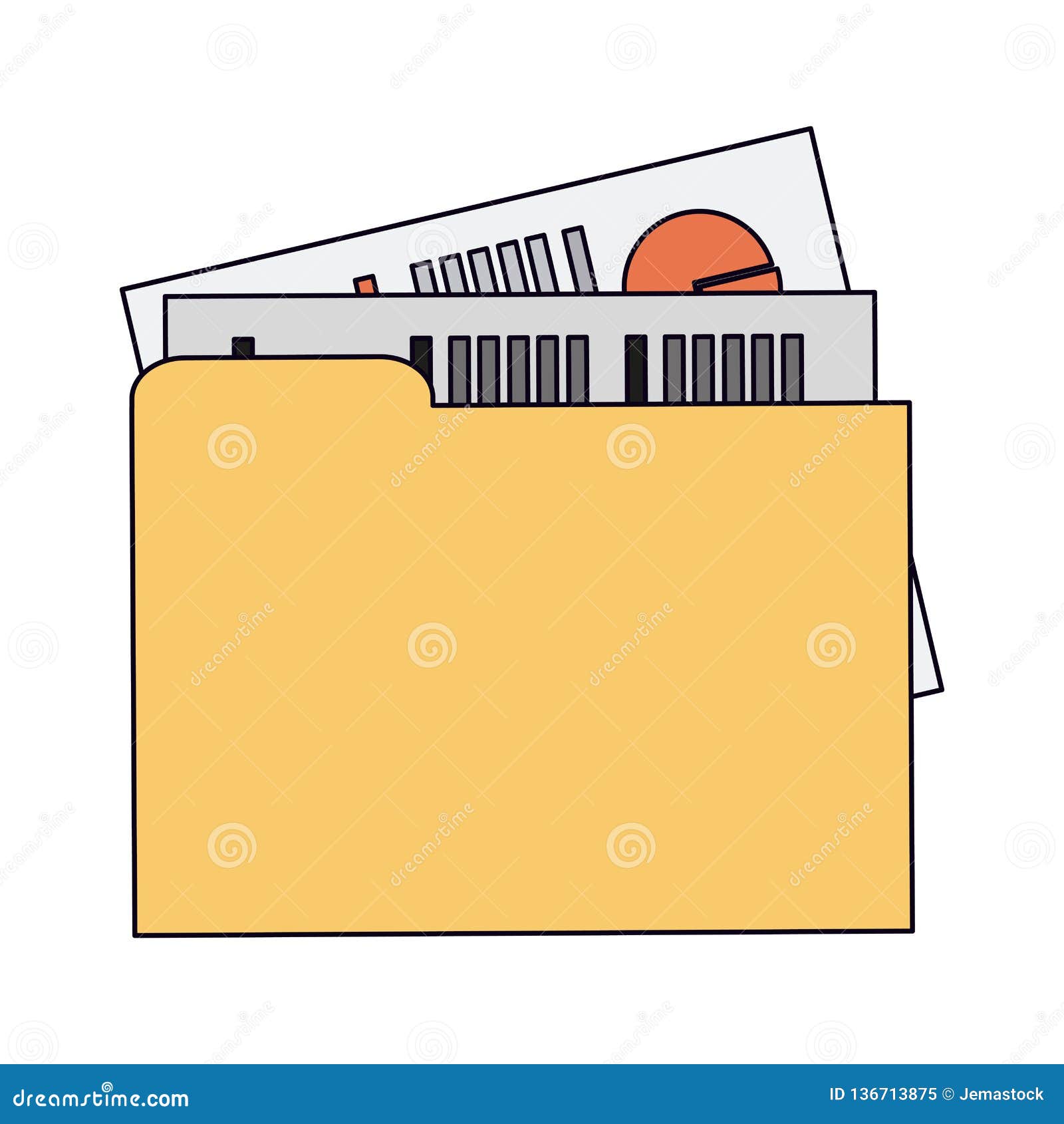 Folder with Documents and Reports Stock Vector - Illustration of ...