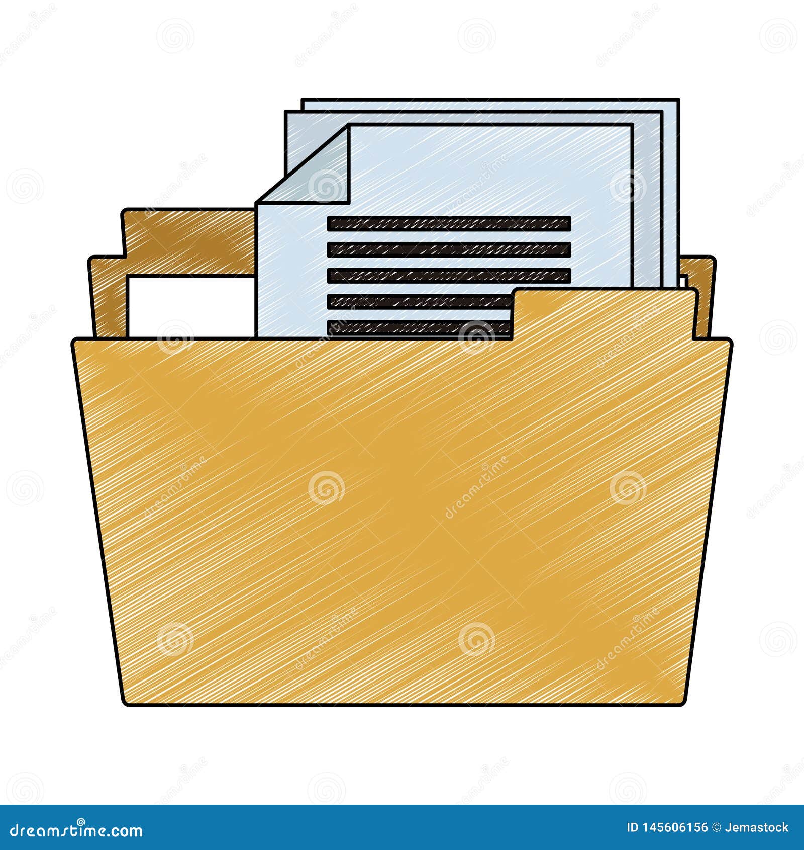 Folder with Documents Scribble Stock Vector - Illustration of documents ...