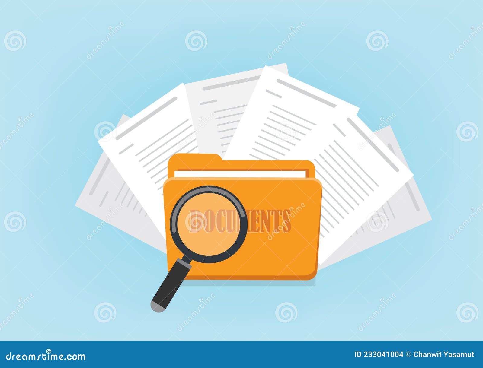Folder with Documents Searching for Contract Documents or Important ...