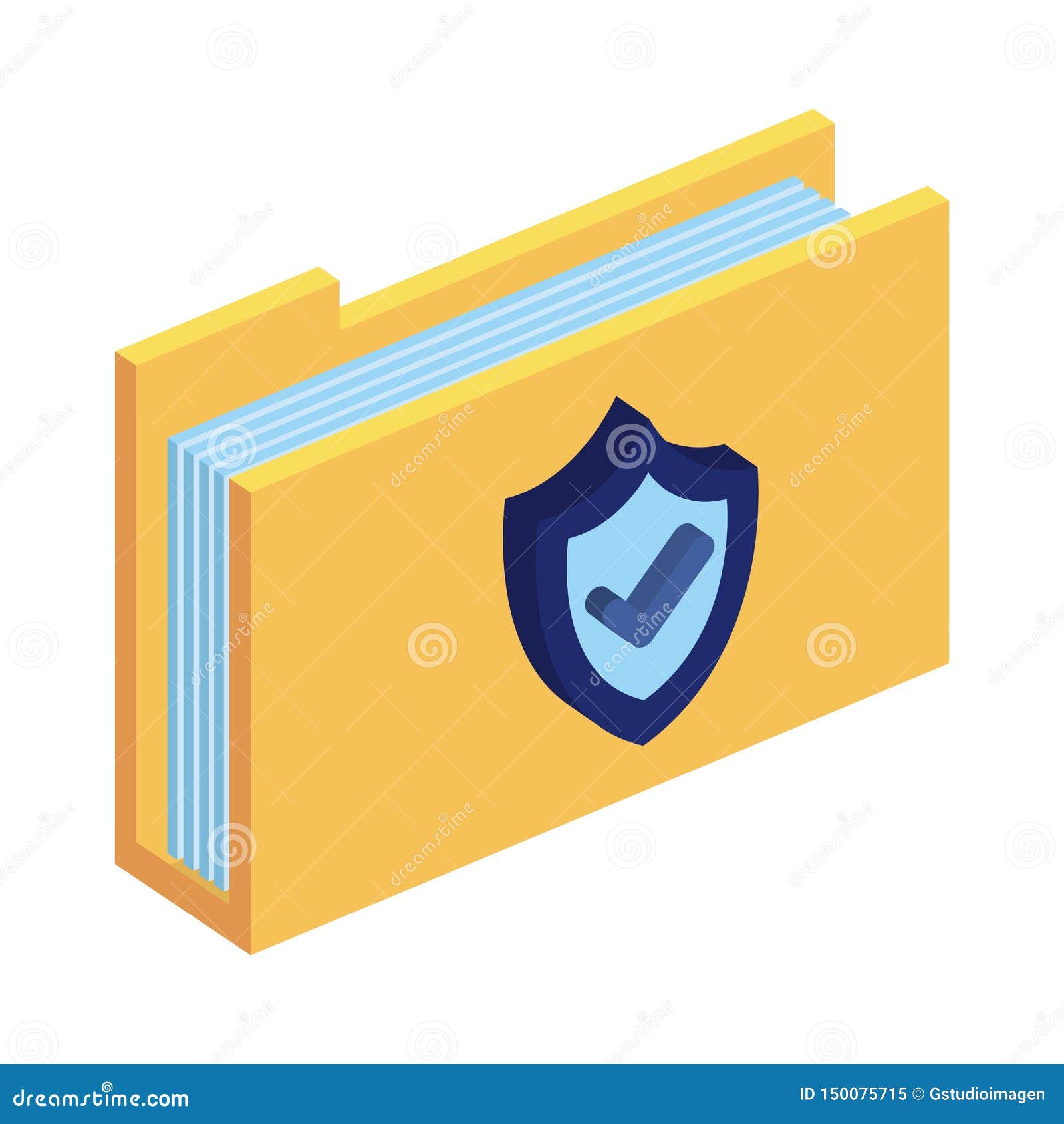 Folder Documents with Shield and Ok Symbol Stock Illustration ...