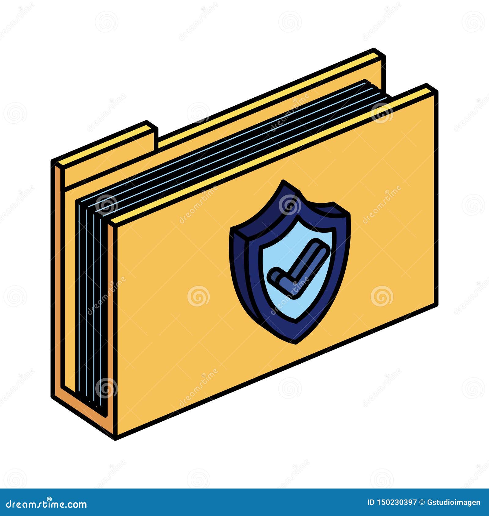 Folder Documents with Shield and Ok Symbol Stock Illustration - Illustration of directory, info ...