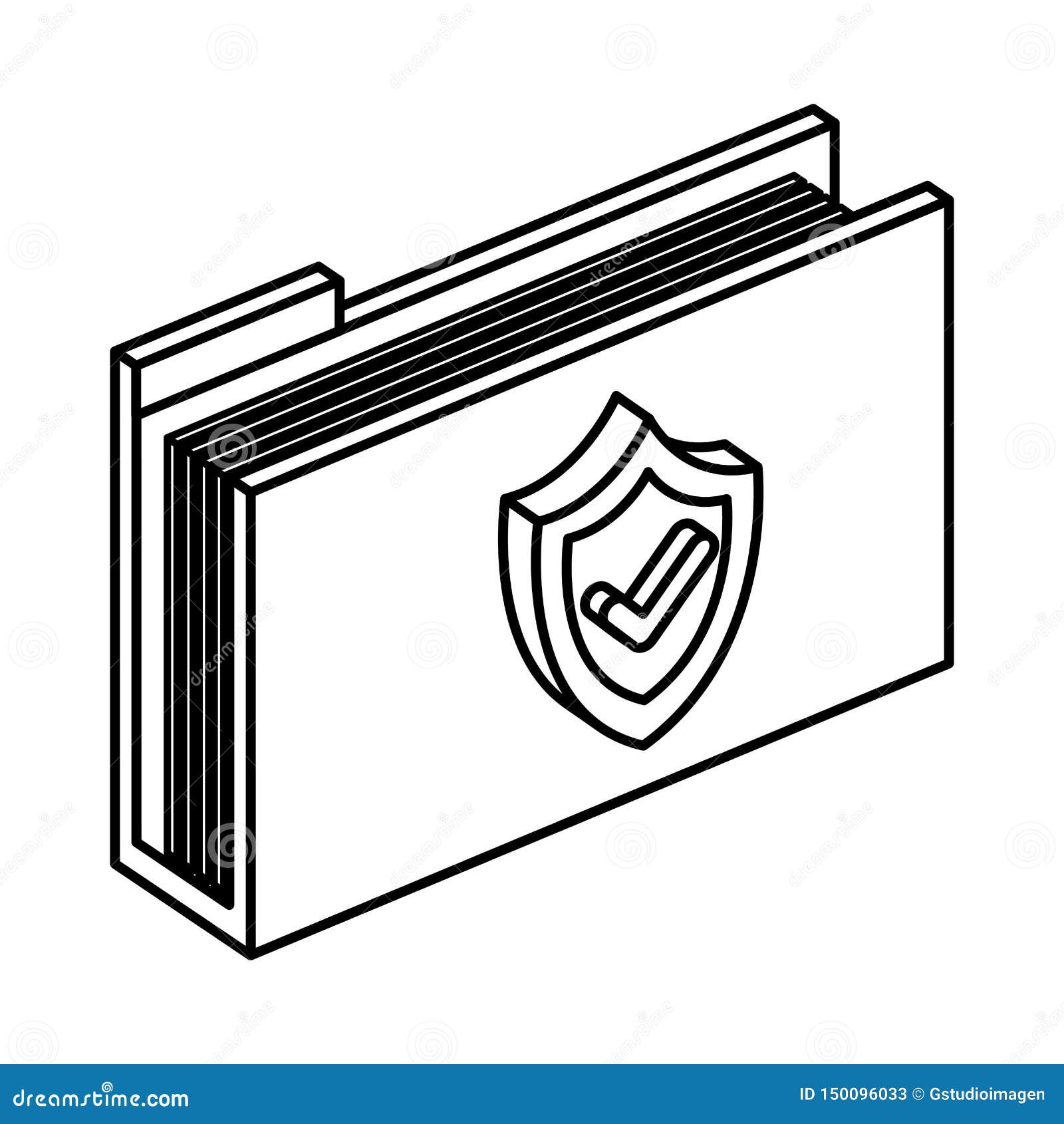 Folder Documents with Shield and Ok Symbol Stock Illustration ...