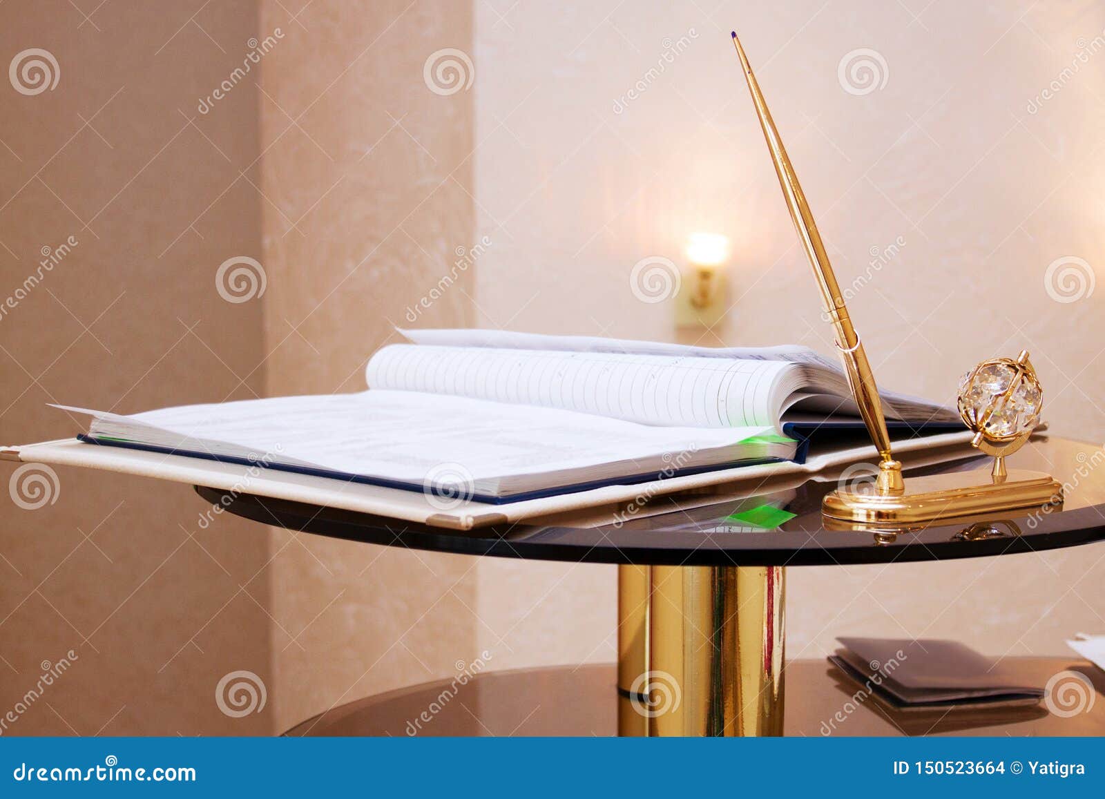 Folder with Documents on Signing Marriage Certificate, Writing ...
