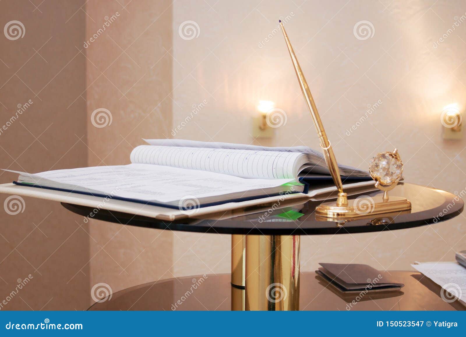 Folder with Documents on Signing Marriage Certificate, Writing ...