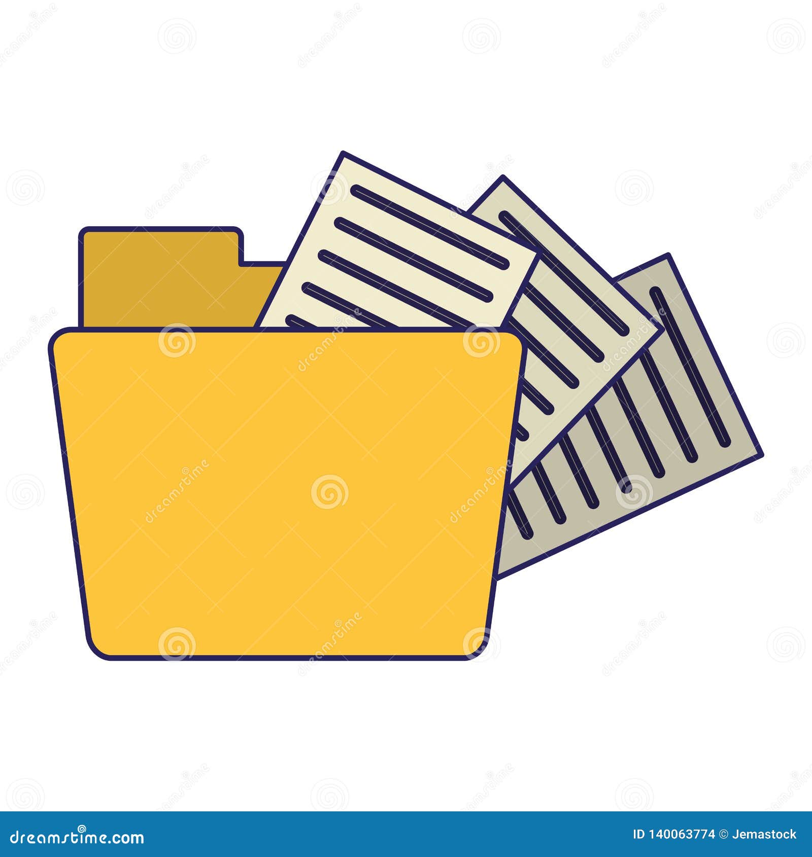 Folder with Documents Symbol Blue Lines Stock Vector - Illustration of ...