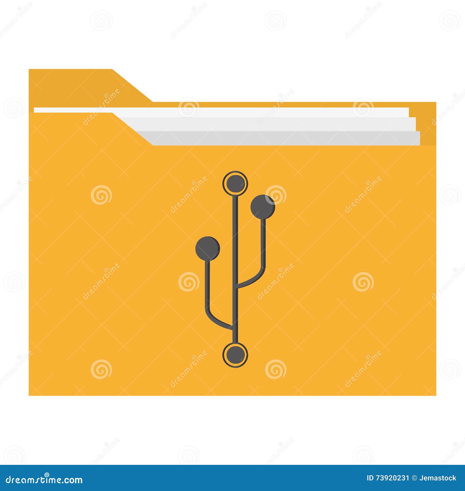 Folder with Documentsand Usb Symbol Icon Stock Illustration ...