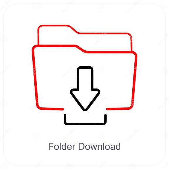 Folder Download and Document Icon Concept Stock Illustration ...