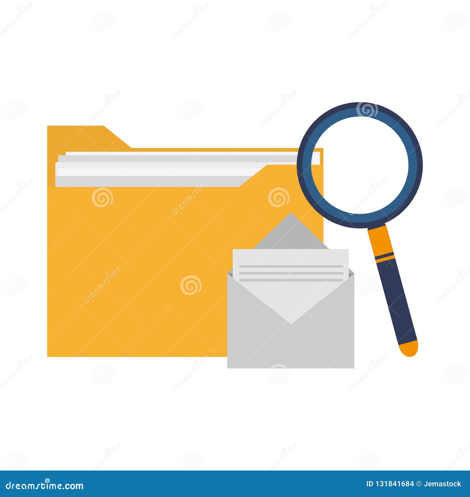 Folder and Envelope with Magnifying Glass Stock Vector - Illustration ... Folder and Envelope with Magnifying Glass Stock Vector - Illustration ...