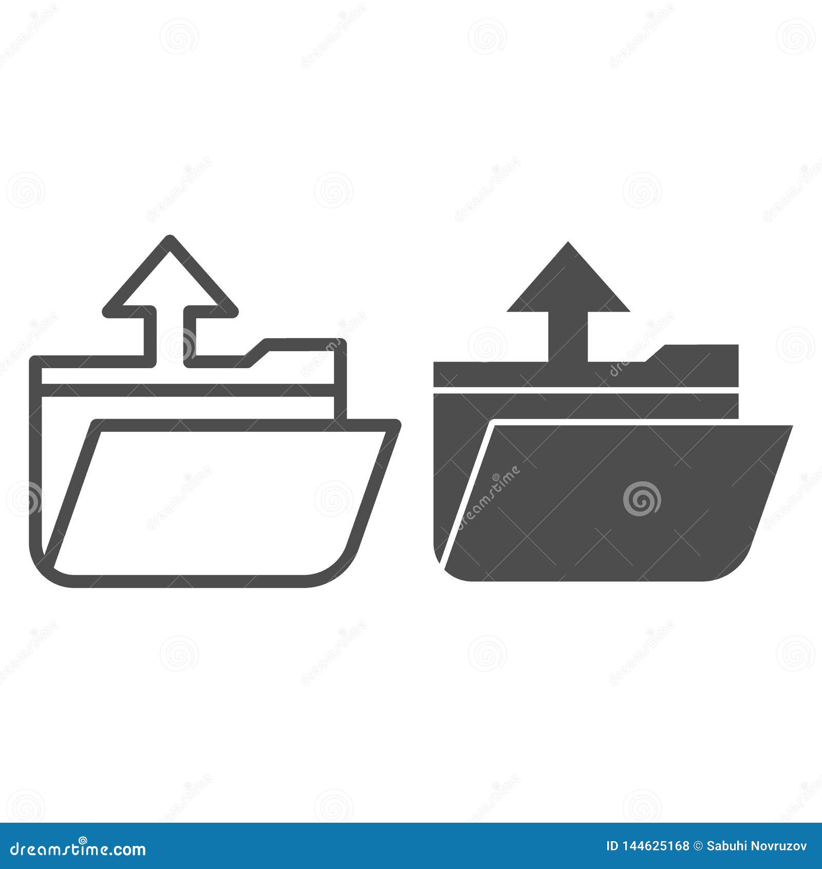 Folder Extraction Line and Glyph Icon. Open Folder Vector Illustration ...