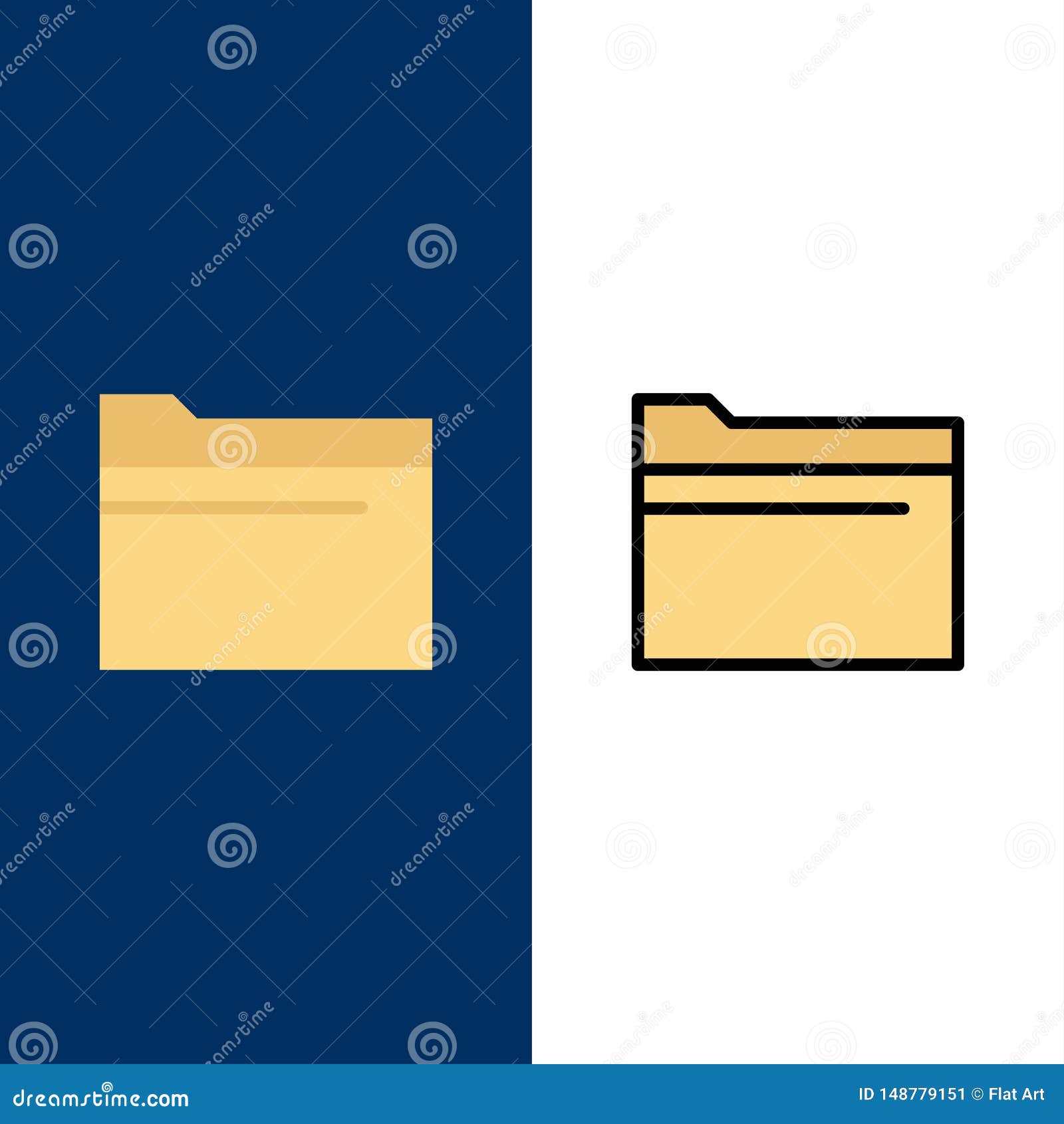 Folder, File, Data, Storage Icons. Flat and Line Filled Icon Set Vector ...