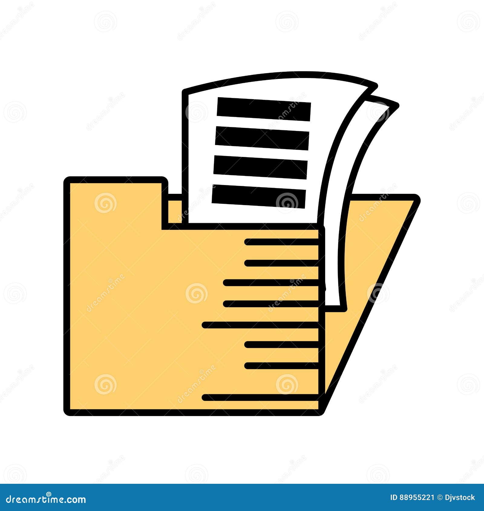 Folder File Document Outline Stock Illustration - Illustration of bills ...