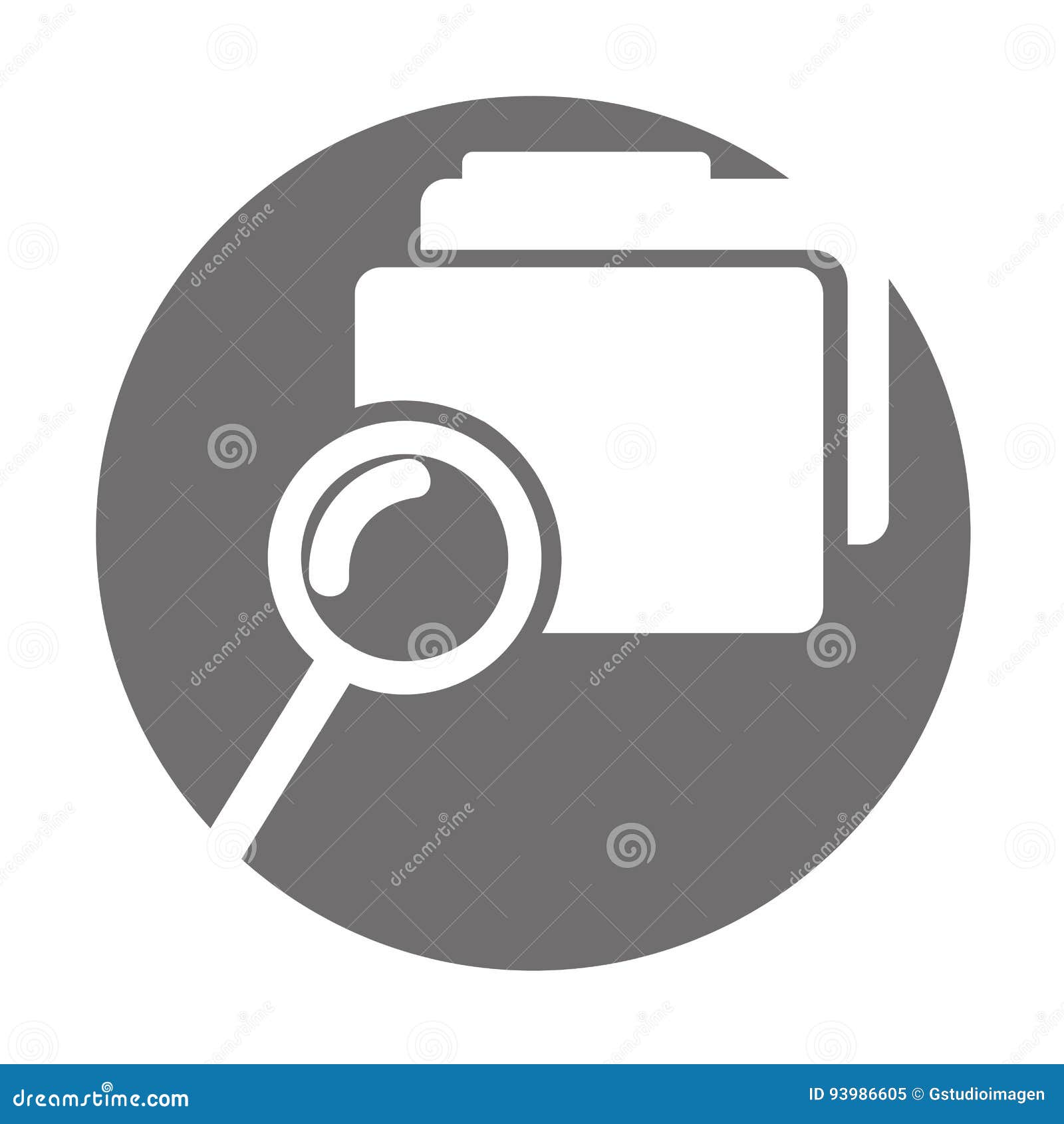 Folder File with Magnifying Glass Isolated Icon Stock Vector ...