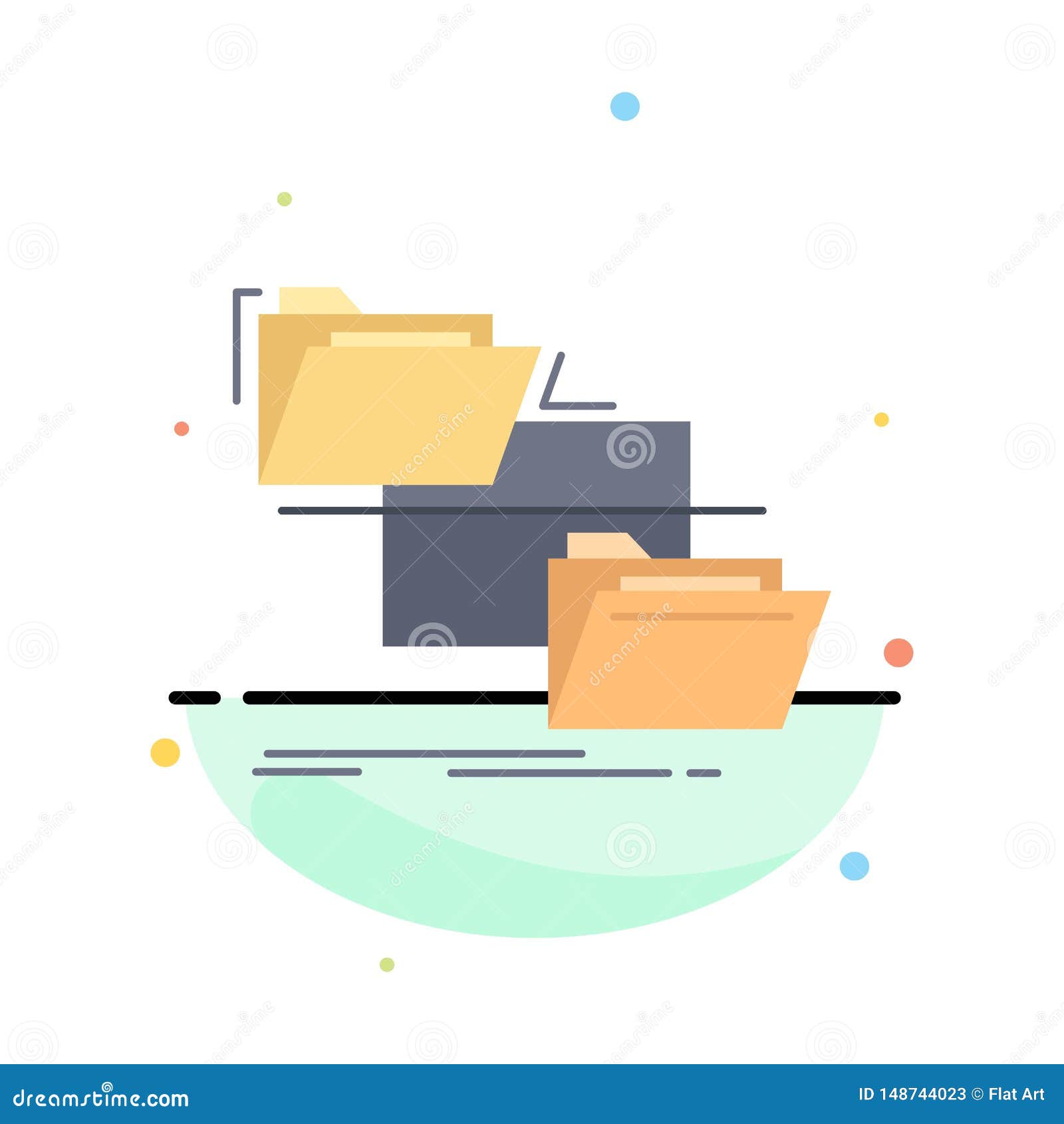 Folder, File, Management, Move, Copy Flat Color Icon Vector Stock ...