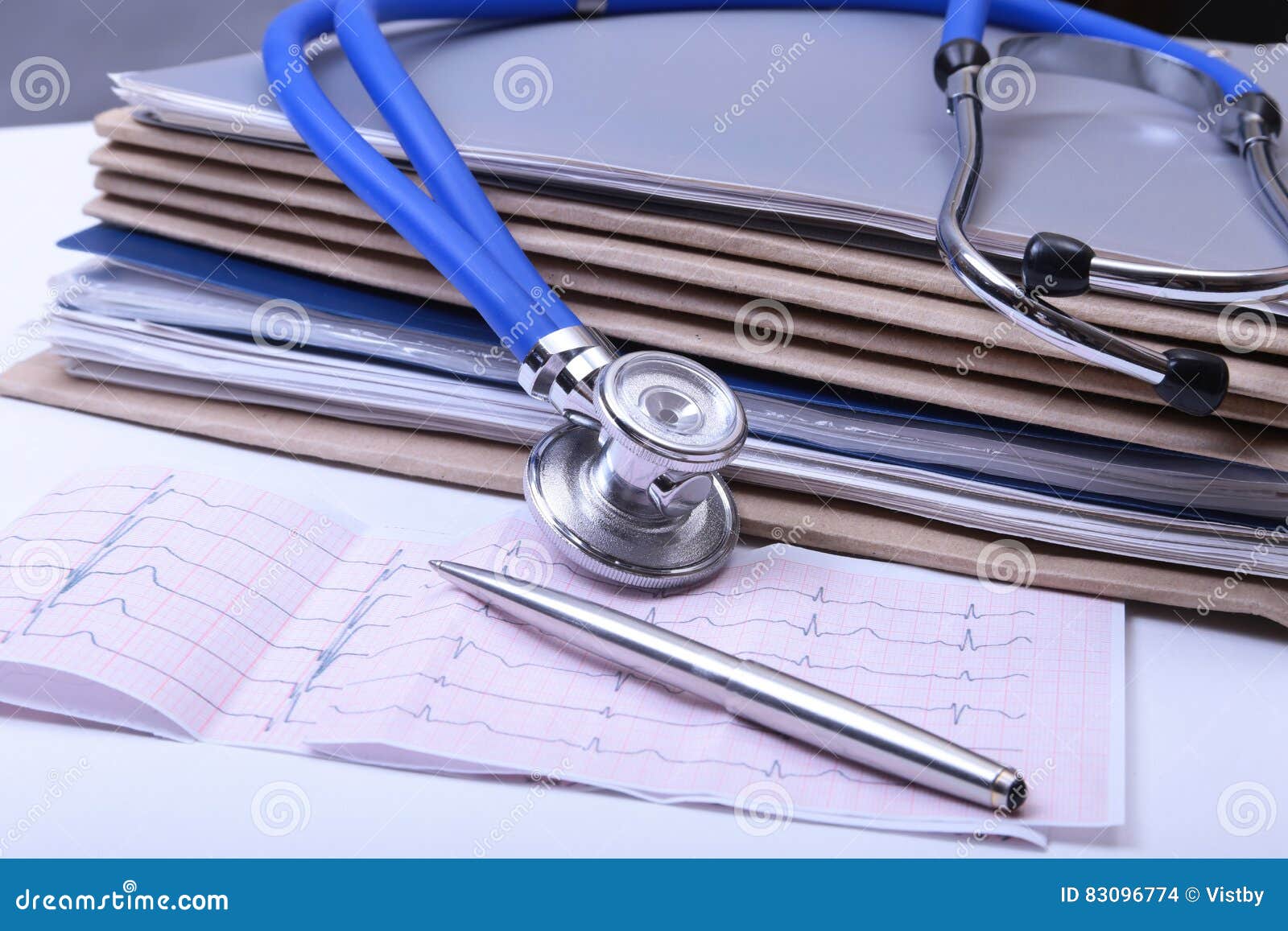 Folder File and Stethoscope on the Desk Stock Photo - Image of data ...