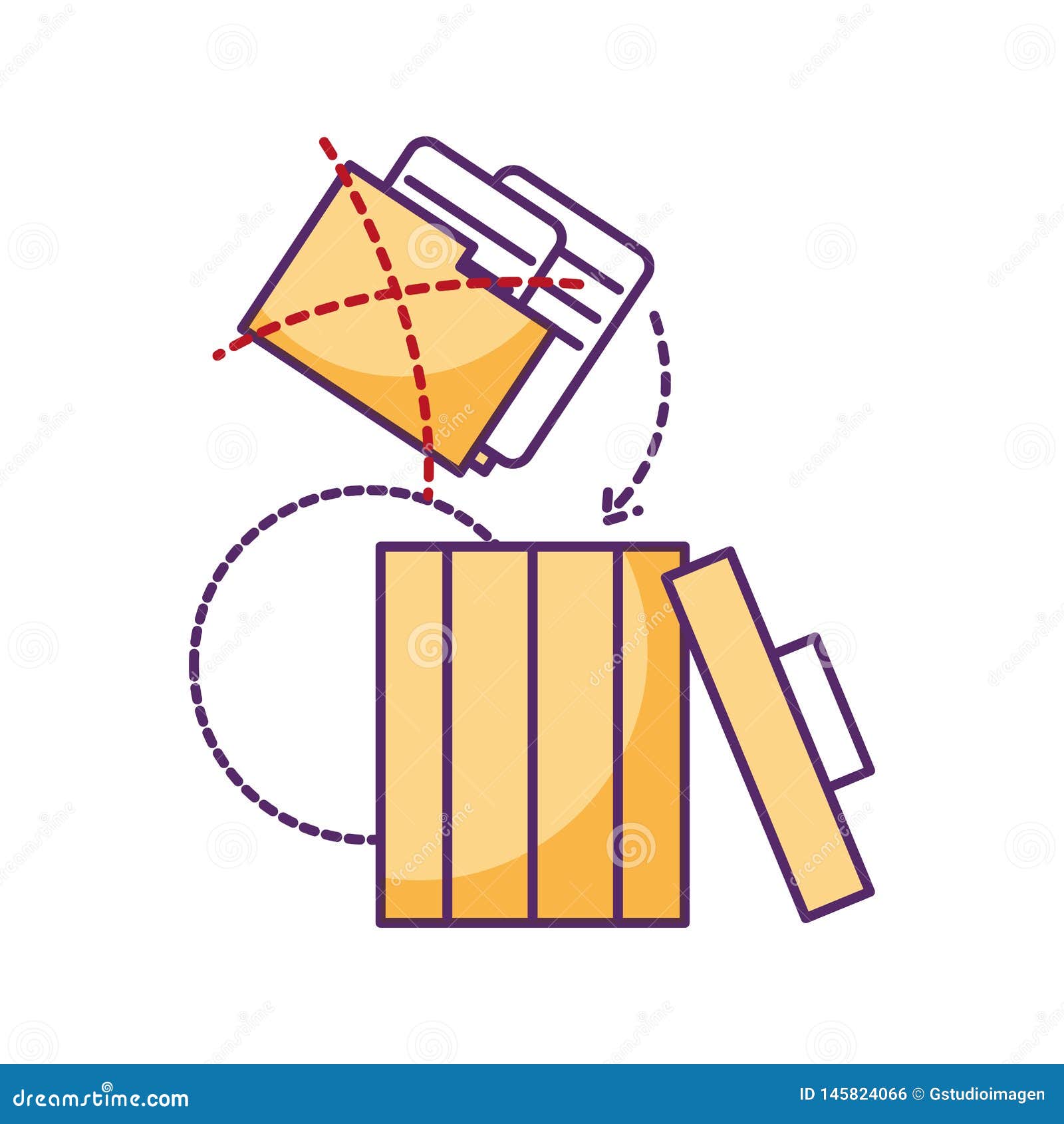 Folder Files Throw on Trash Can Stock Illustration - Illustration of ...