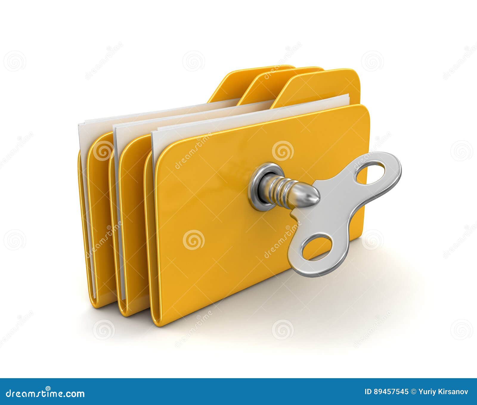 Folder and Files with Winding Key Stock Illustration - Illustration of ...