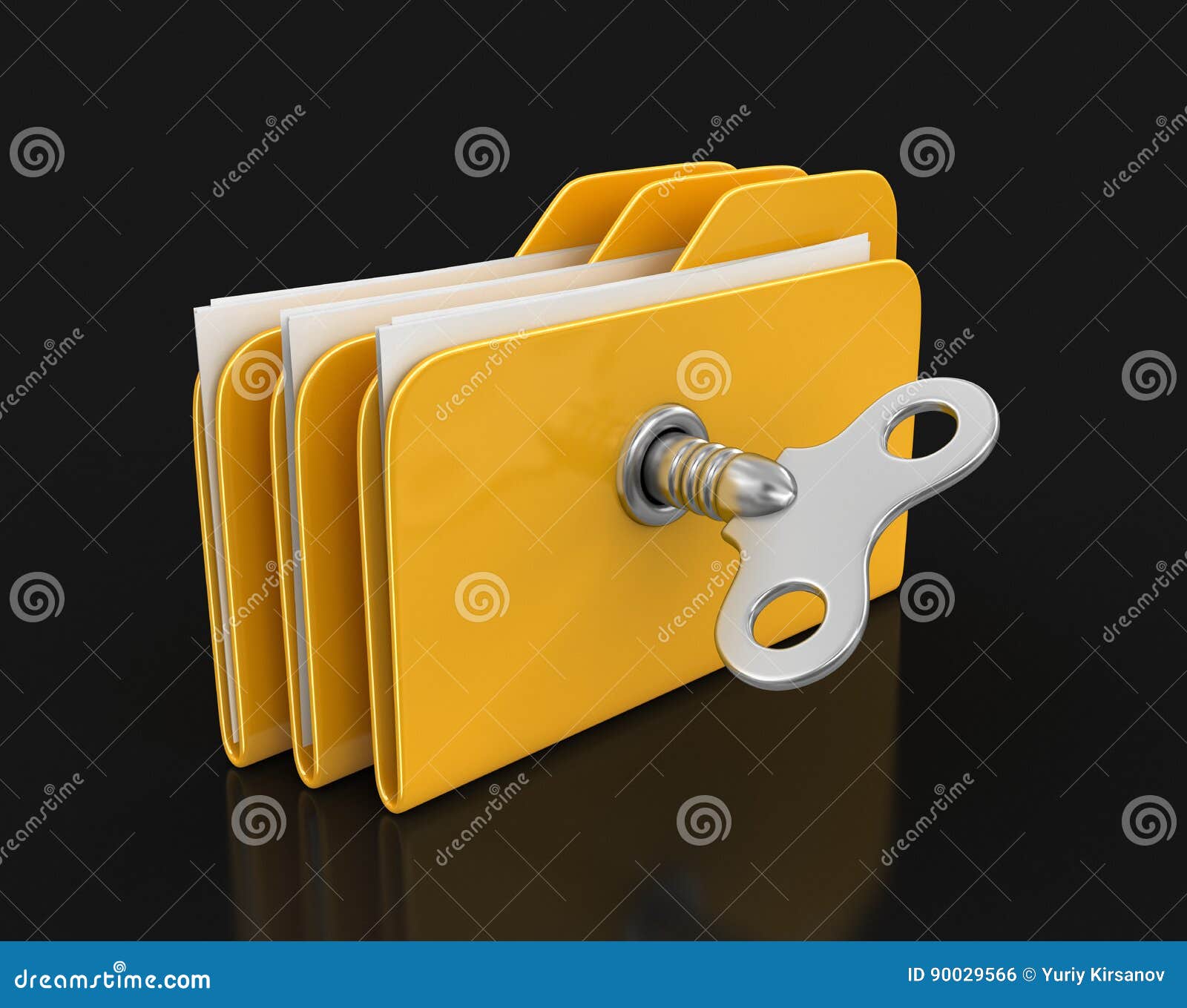 Folder and Files with Winding Key Stock Illustration - Illustration of ...