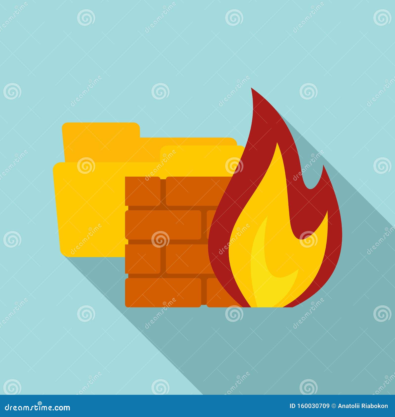 Folder Firewall Icon, Flat Style Stock Vector - Illustration of data ...