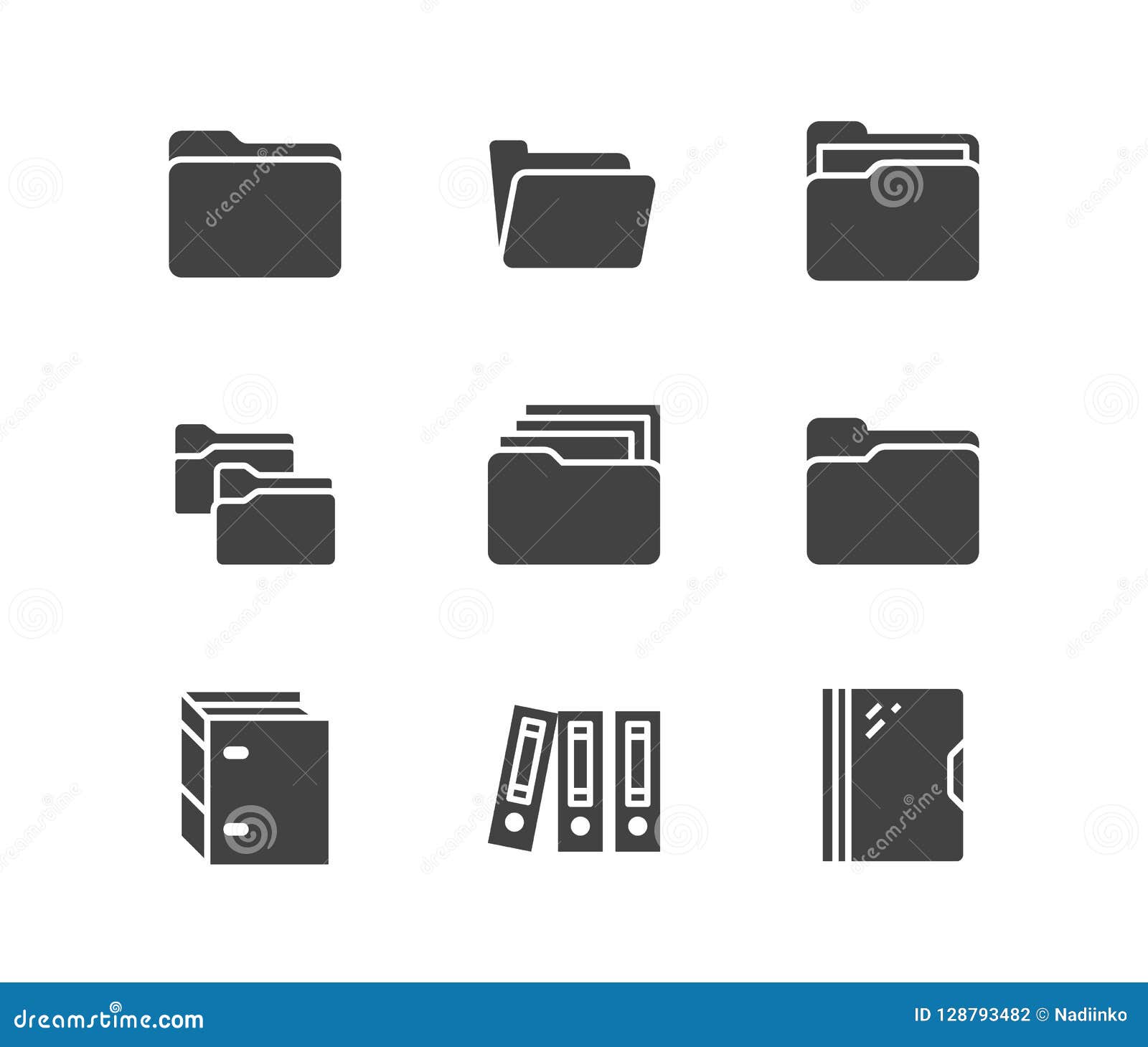 Folder Flat Glyph Vector Icons. Document File Vector Illustrations ...