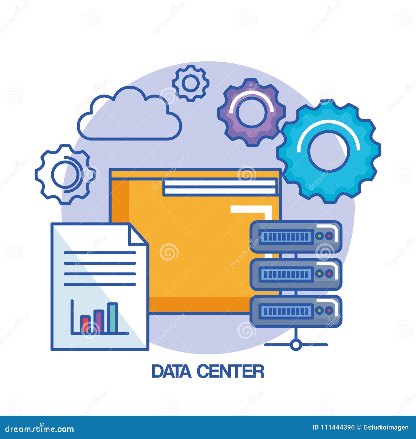 Folder Gear Data Center Web Hosting Cloud Computing Stock Vector - Illustration of base, online ...