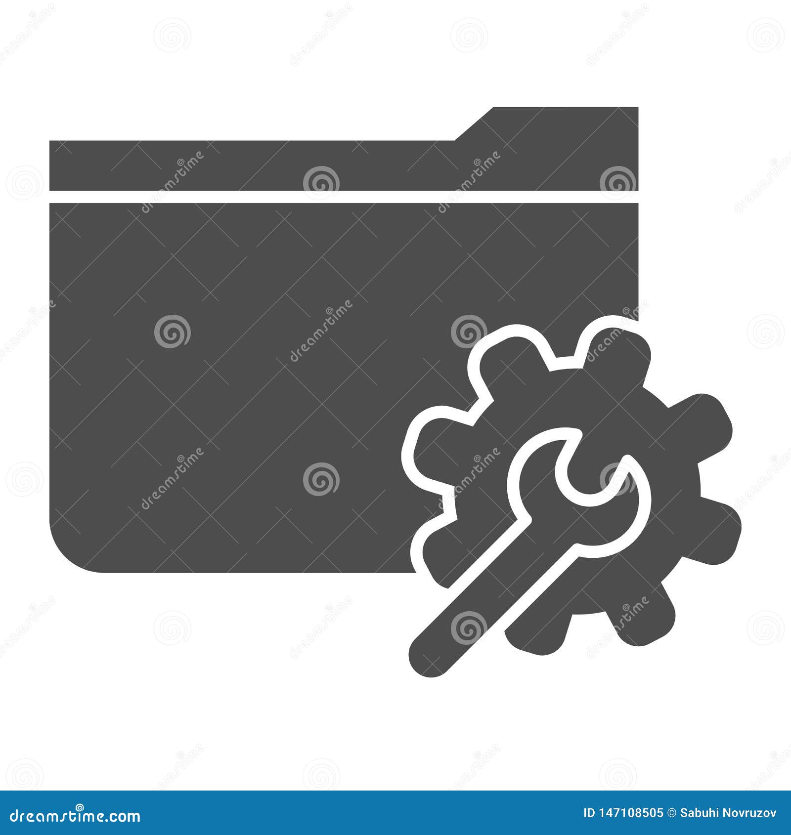 Folder with Gear Solid Icon. Settings Folder Vector Illustration ...