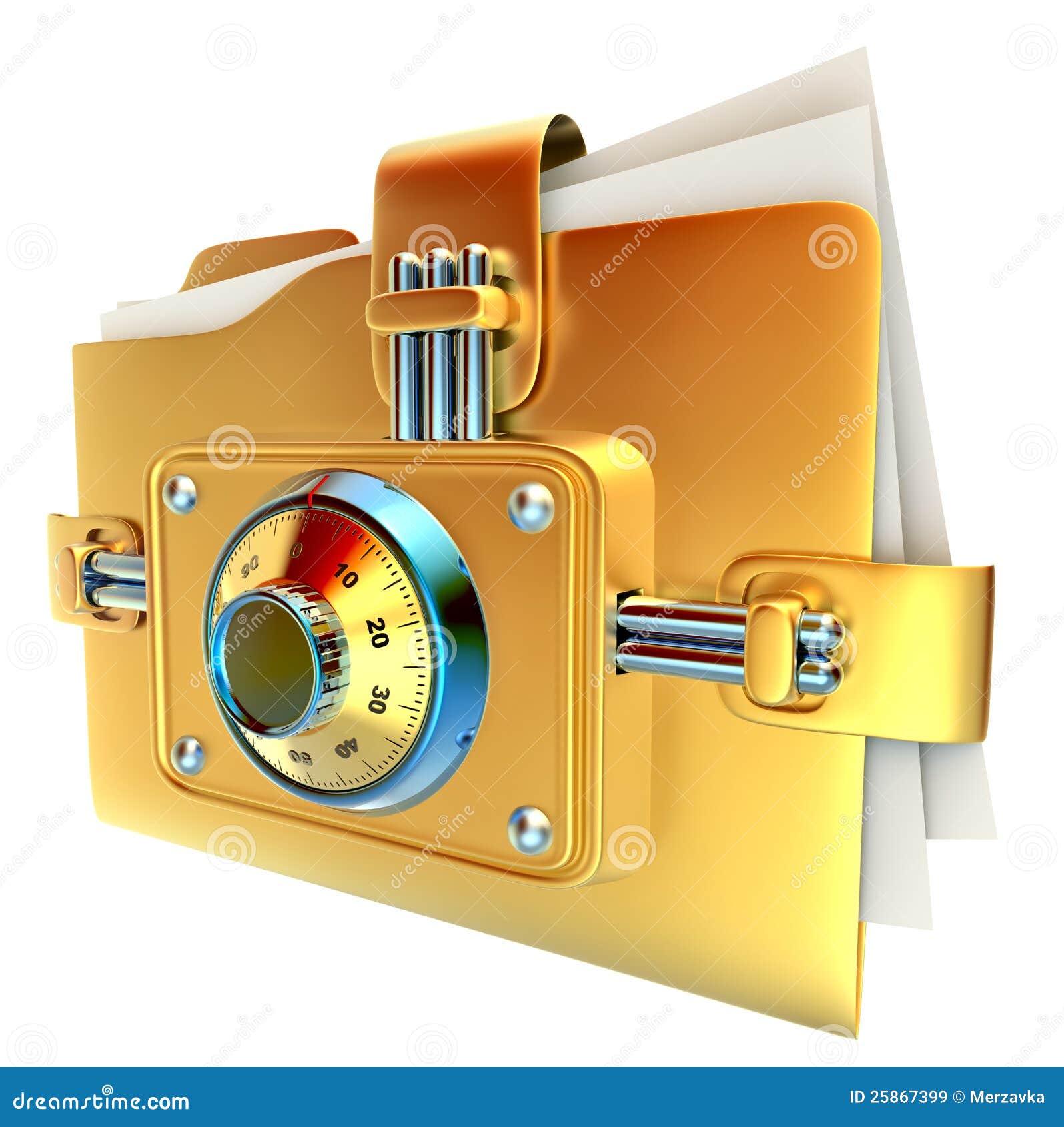 Folder with Golden Combination Lock Stock Illustration - Illustration ...