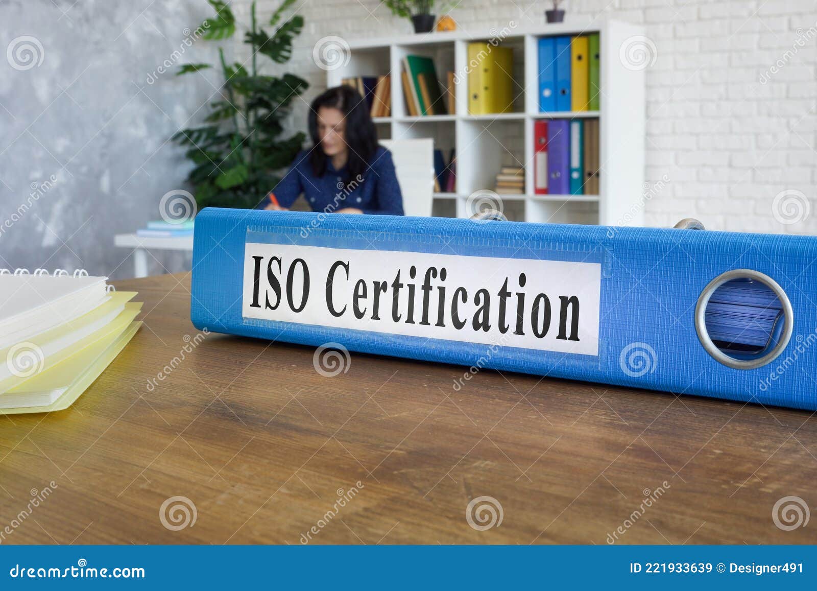 Folder with Guide about ISO Certification on the Table. Stock Image ...
