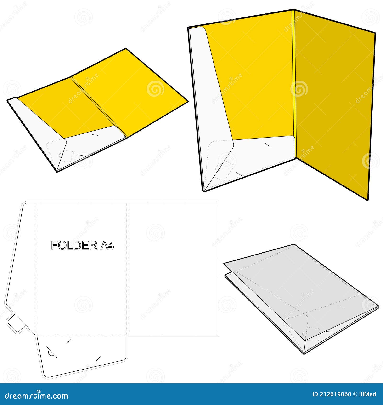 Folder with Gusset 6 Millimeter and Die-cut Pattern. Stock Vector ...