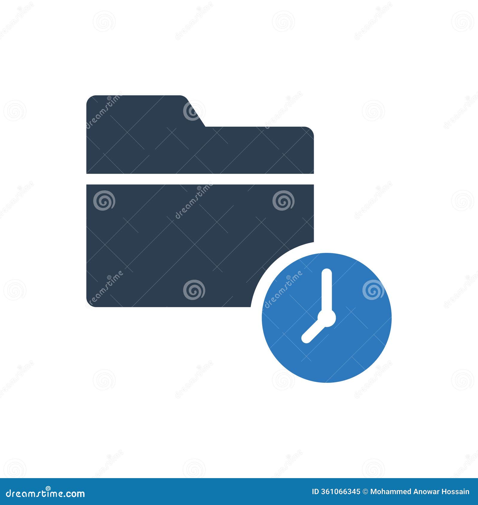 Folder History Icon - Folder with Time Icon Stock Illustration ...