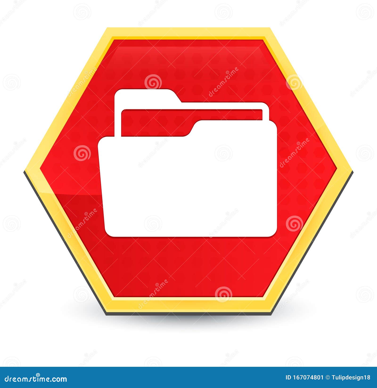 Folder Icon Abstract Red Hexagon Button Bright Yellow Frame Elegant ...