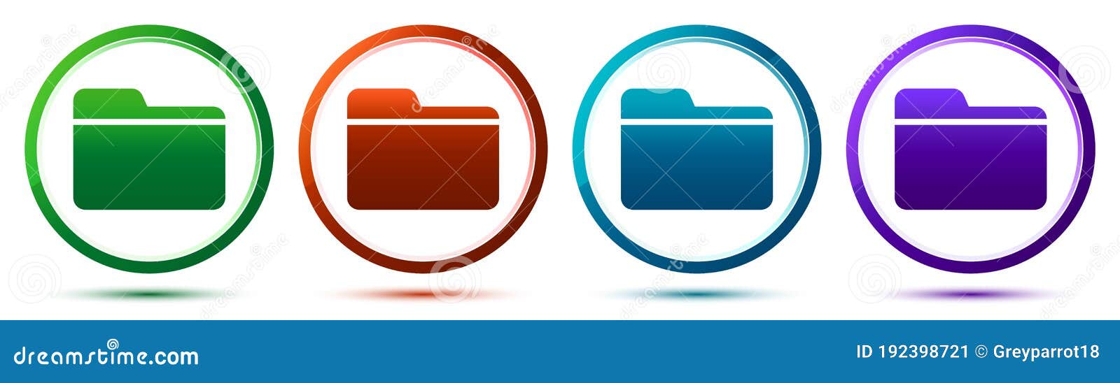 Folder Icon Artistic Frame Round Button Set Illustration Stock Vector ...